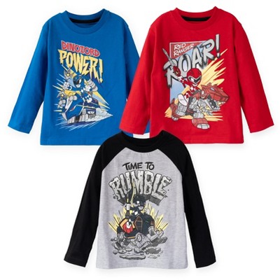 Power Rangers Red Ranger Zach Blue Ranger Big Boys 3 Pack T-shirts Red ...