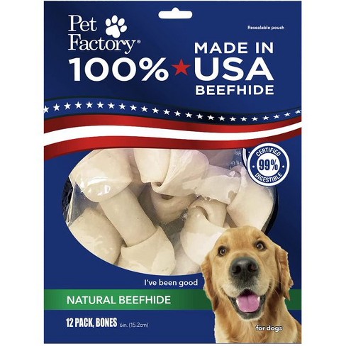 Pet Factory Made In Usa Beefhide Bones Natural Flavor - 6", 12 Count ...