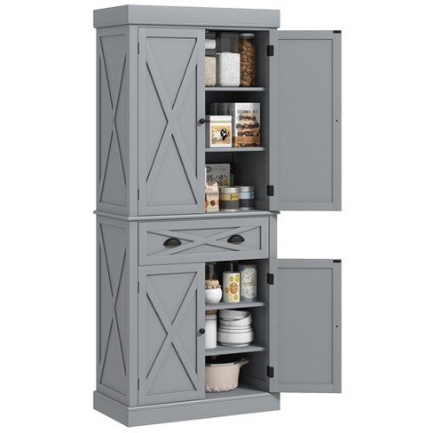 Homcom 72" Kitchen Pantry Cabinet, Traditional Freestanding Cupboard ...
