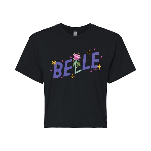 Women's - Disney - Belle Type Cropped Graphic T-shirt : Target