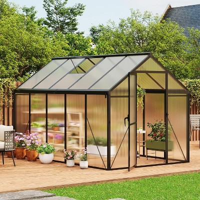 Walk-In Polycarbonate Greenhouse, Enhanced Aluminum Frame, Roof Vent ...