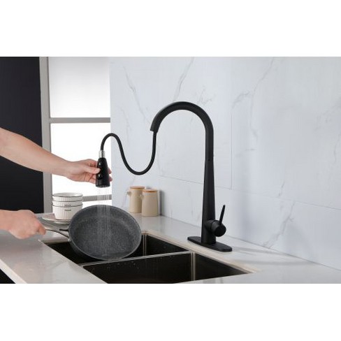 Black Stainless Steel Modern Kitchen Faucet With High-arc Single Lever ...