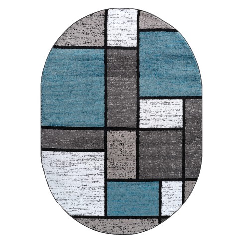 World Rug Gallery Contemporary Modern Boxed Color Block Area Rug - Blue ...