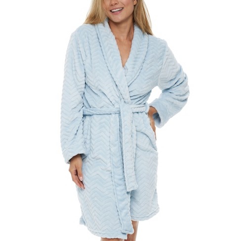 Adr Women's Classic Cozy Plush Robe, Chevron Textured Short Bathrobe ...
