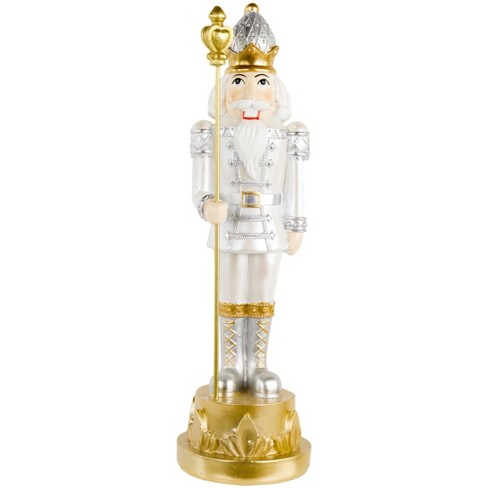 Northlight 13.5" Silver Metallic Christmas Nutcracker With Staff : Target