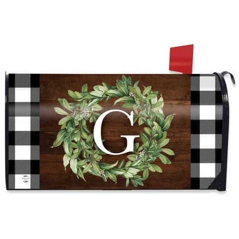 Wreath Monogram Letter G Mailbox Cover Everyday Standard Briarwood Lane ...