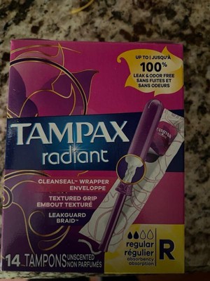 Tampax Pocket Radiant Compact Tampons Regular Absorbency - Unscented ...