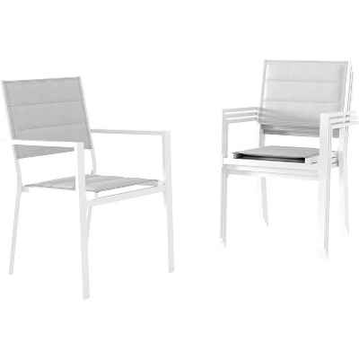 Patio Stackable Chairs Set of 4, Outdoor Aluminum Stacking Dining ...