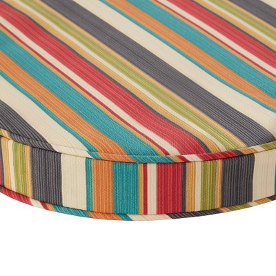 Kensington Garden 2pc 18" Round Outdoor Chair Cushions Sunset Stripe ...