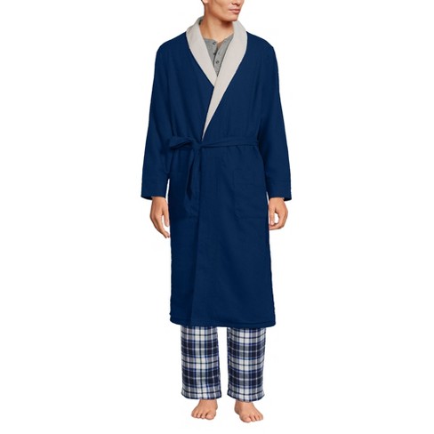Lands' End Men's High Pile Fleece Lined Flannel Robe - Medium - Deep ...