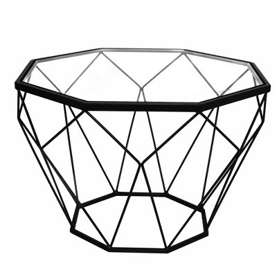 Leisuremod Malibu Modern 23" Octagon Glass Top Coffee Table - Stylish ...