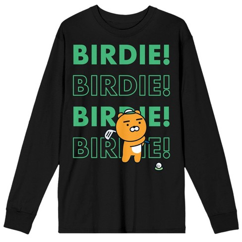 Kakao Friends Ryan Birdie Crew Neck Long Sleeve Black Adult Tee-large ...