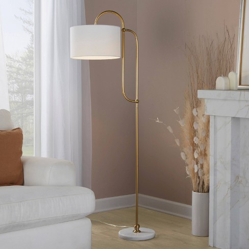 Lumisource Leslie 63 Glam art Deco Metal Floor Lamp White Marble And Gold Metal With White Linen Shade Target