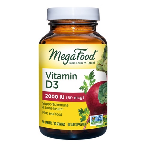 Megafood Vitamin D3 2000 Iu For Bone Health & Immune Support Vegetarian ...