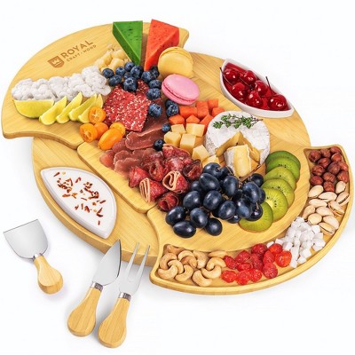 Royal Craft Wood Bamboo Cheese Board (with Bowls 16.5”x10”) : Target
