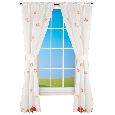 Collections Etc Multicolored Maple Leaf Embroidered Window Curtains 84 ...