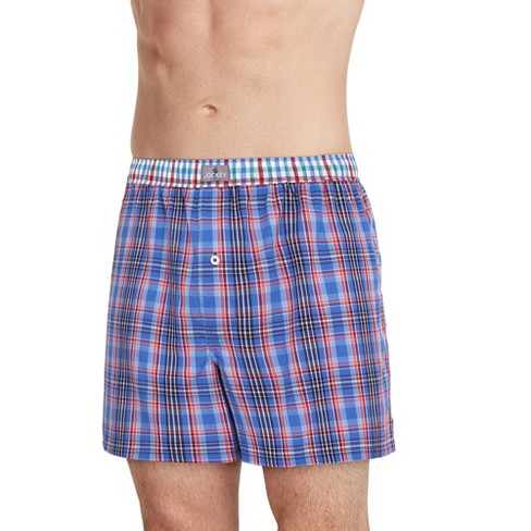 Jockey Mens 100% Cotton Woven 5" Boxer S Junior Plaid : Target
