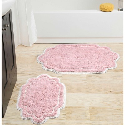 Set Of 2 Allure Collection Pink Cotton Tufted Bath Rug Set - Home ...