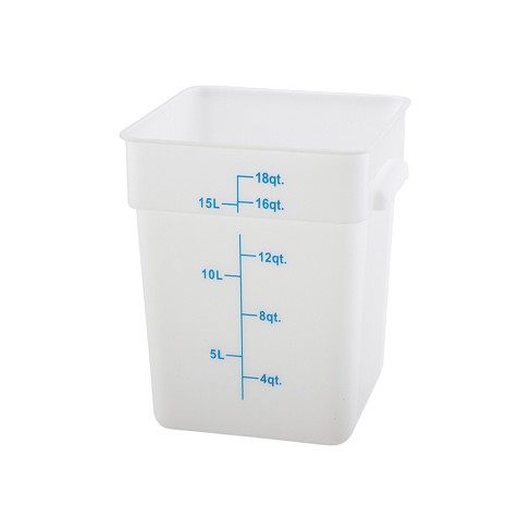 Winco Storage Container, White Polypropylene, Square, 18 Quart : Target
