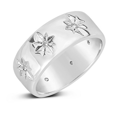 Shine By Sterling Forever Starburst Band Ring Silver Target