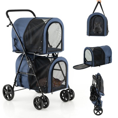 Costway 4-in-1 Double Pet Stroller W/ Detachable Carrier Travel ...