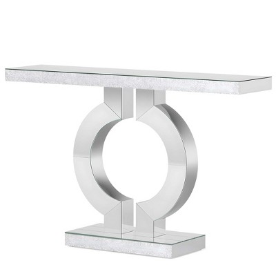 Tribesigns Modern 43" Mirrored Console Table With O-shaped Base, Silver ...