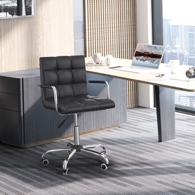 Homcom Modern Computer Desk Office Chair With Upholstered Pu Leather ...