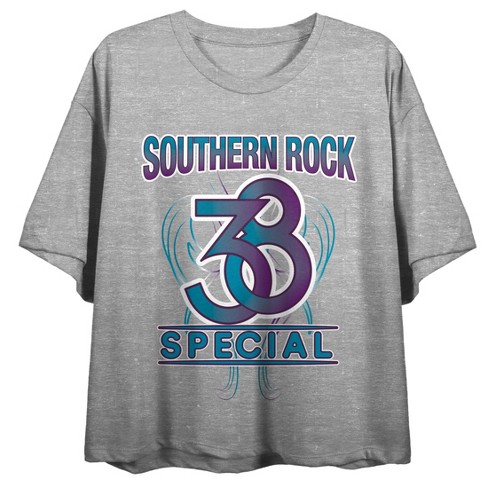38 Special Southern Rock Women's Heather Gray Crop Tee-medium : Target