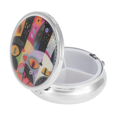 Unique Bargains Cat Print Pill Box Silver Tone Assorted Color 1 Pc : Target