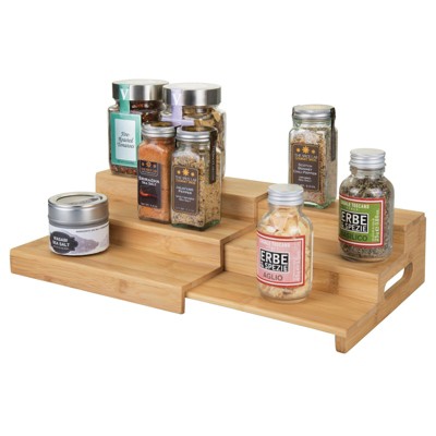 Mdesign Bamboo Adjustable, Expandable Spice Rack Organizer - Natural ...