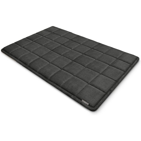 20"x32" Microdry Softlux Embroidered Squares Memory Foam Bath Rug ...