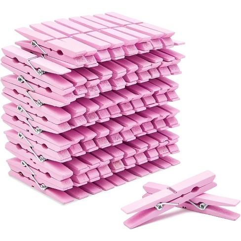 Juvale 100-count Pink Wooden Clothes Pins 4" For Laundry & Decorate ...