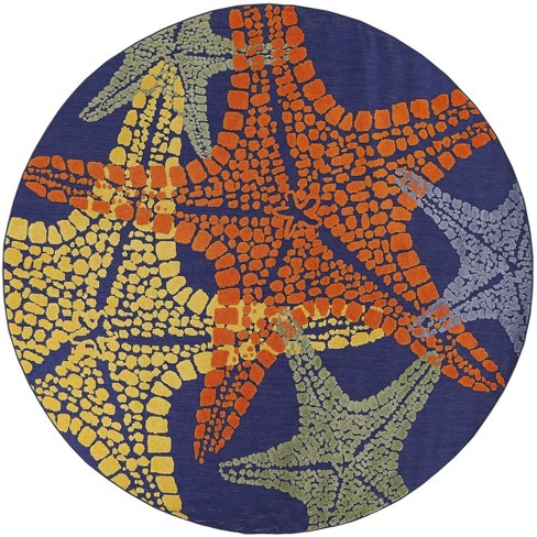 Nourison Aloha Starfish Coastal Flatweave High-low Indoor Outdoor Round ...