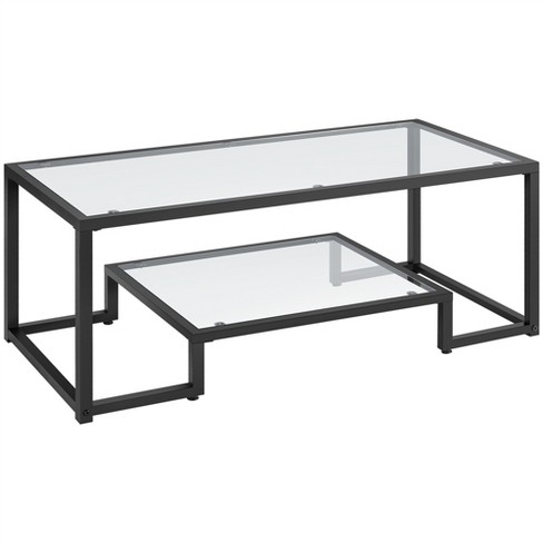 Yaheetech Modern Tempered Glass Coffee Table For Living Room，black : Target