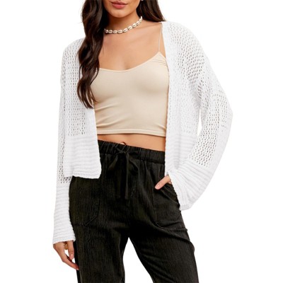 Womens Cropped Cardigan Sweaters Causal Open Front Lightweight Long ...
