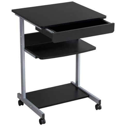 Yaheetech Rolling Laptop Computer Desk Student Bedside Table Black : Target
