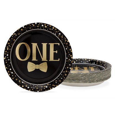 Blue Panda 48 Pack Black One Disposable Paper Plates For 1st First ...