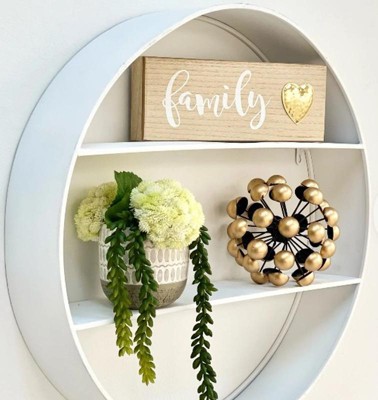 Round Decorative Wall Shelf With Beading - White - Cloud Island™ : Target