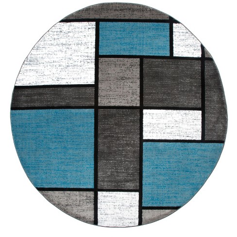 World Rug Gallery Contemporary Modern Boxed Color Block Blue Gray 6'6 ...