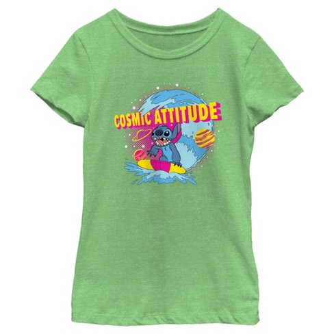 Girl's Lilo & Stitch Cosmic Attitude T-shirt - Green Apple - Large : Target