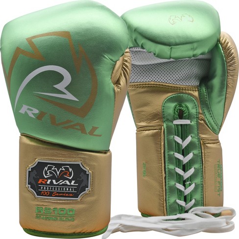 Rival Boxing Rs100 Pro Lace-up Sparring Gloves - 16 Oz. - Green/gold ...