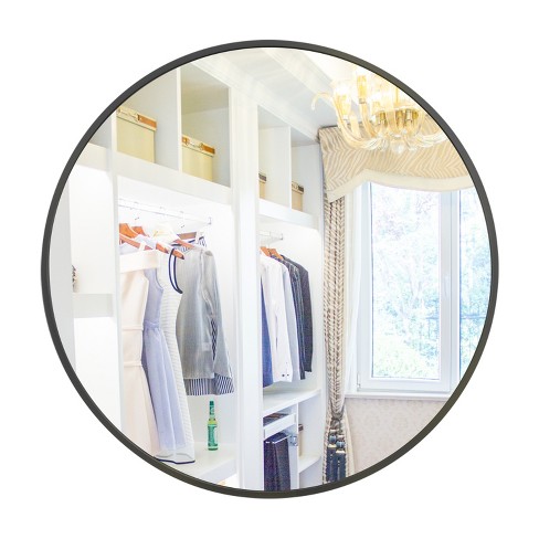 Alani 24*24 Wall Mounted Round Mirror With Brushed Aluminum Frame Large ...