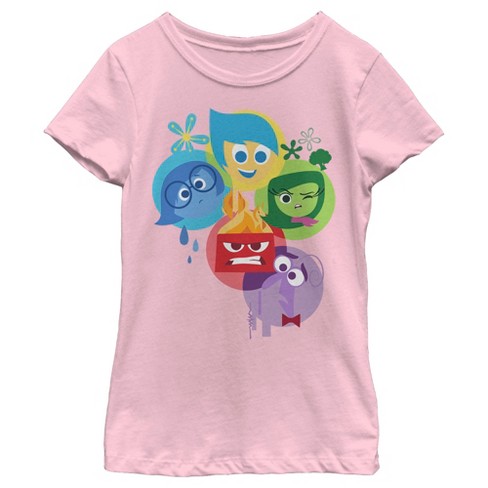 Girl's Inside Out Emotions In Circles T-shirt - Light Pink - Small : Target