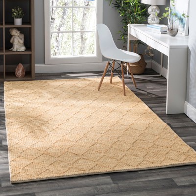 Home Conservatory Tiles Handwoven Jute Area Rug, 4' X 6', Ivory : Target
