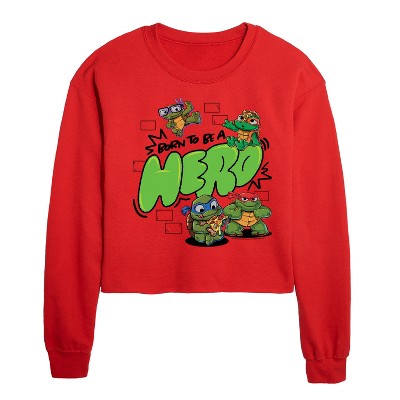 Teenage Mutant Ninja Turtles Mutant Mayhem Born To Be A Hero Cropped Long Sleeve Crew Neck ...