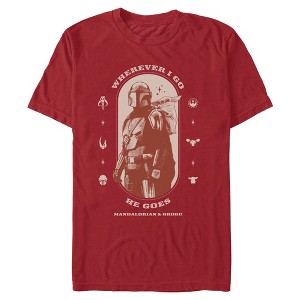 Mens Star Wars: The Mandalorian and Grogu Wherever I Go He Goes Logo T ...