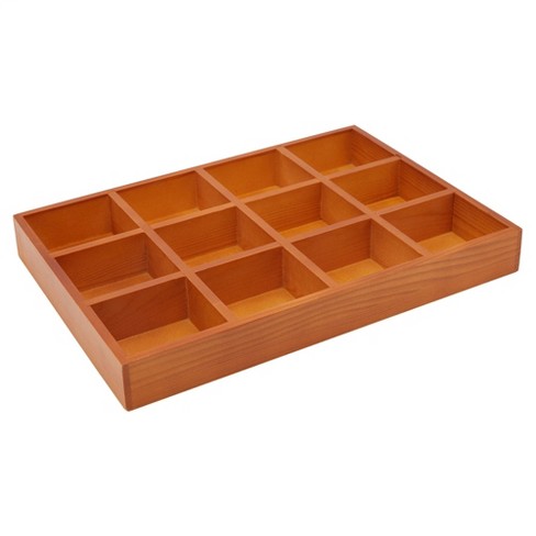 Juvale Wooden Drawer Organizer With 12 Compartments, Divided Tray For ...
