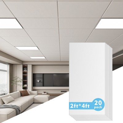 20-Pack Smooth Drop Ceiling Tile 2ft x 4ft - Fire-Rated, Waterproof ...