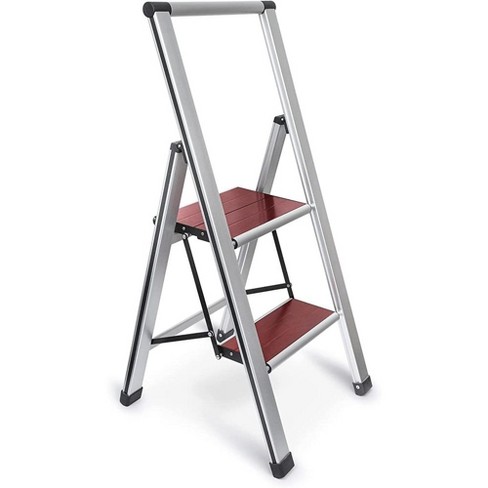 2 Step Ladder Modern - Beautiful Mahogany &silver Aluminum - By Sorfey ...