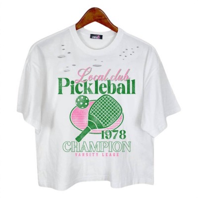 Women's Die Cut Club Pickleball Crop Top - Among The Flowers S : Target